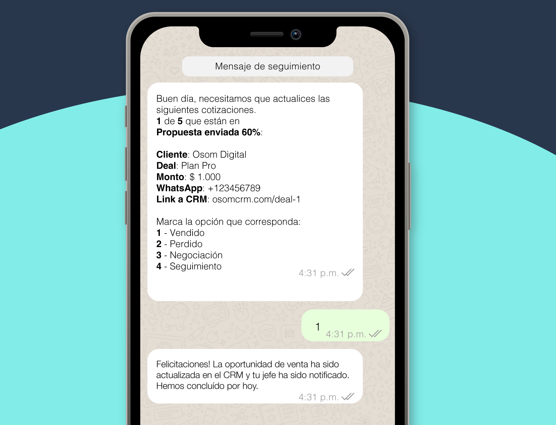 Seguimiento por WhatsApp - Osom